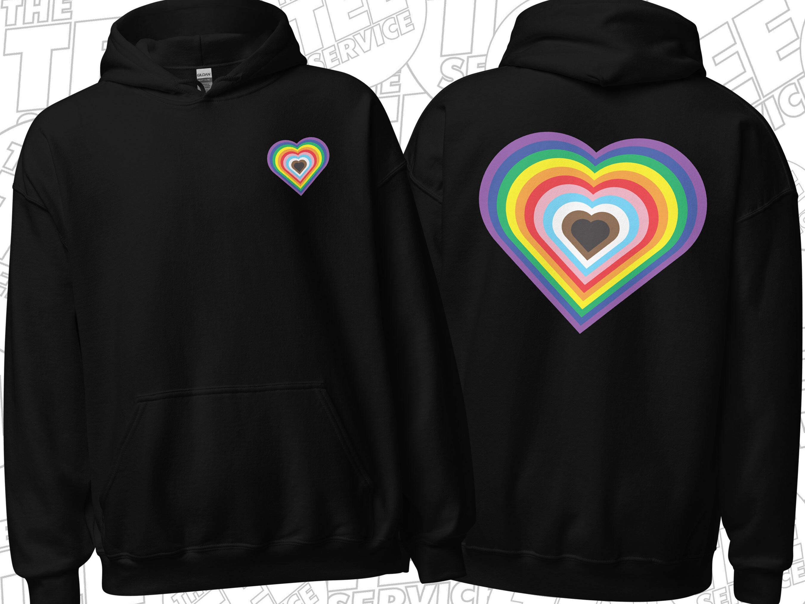 LGBTQ and Ally Pride Rainbow Heart Hoodie LGBT Gay Lesbian Trans Bi ...