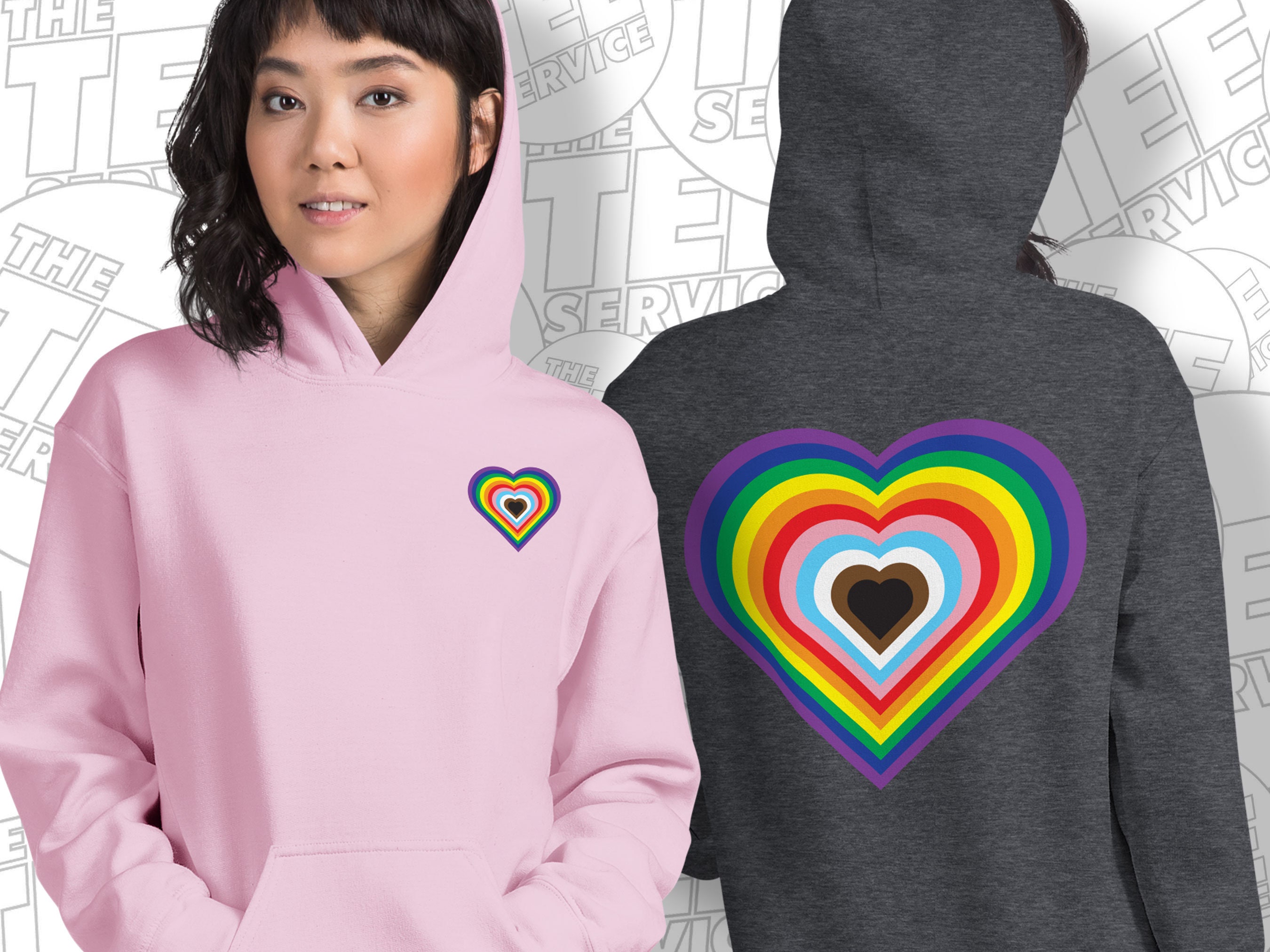LGBTQ and Ally Pride Rainbow Heart Hoodie LGBT Gay Lesbian Trans Bi ...