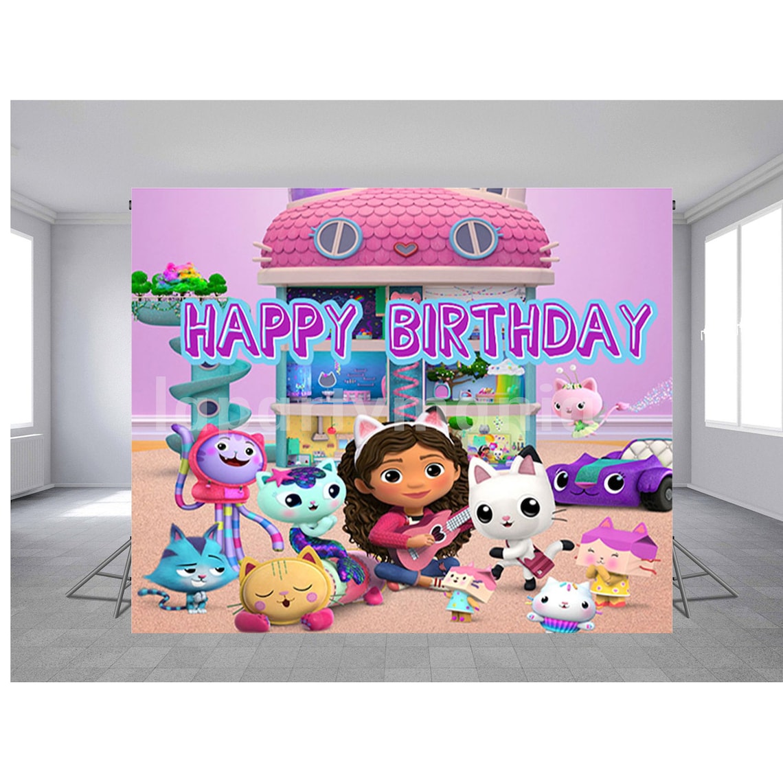 7x5ft Big Gabbys Dollhouse Birthday Party Backdrop Party Etsy