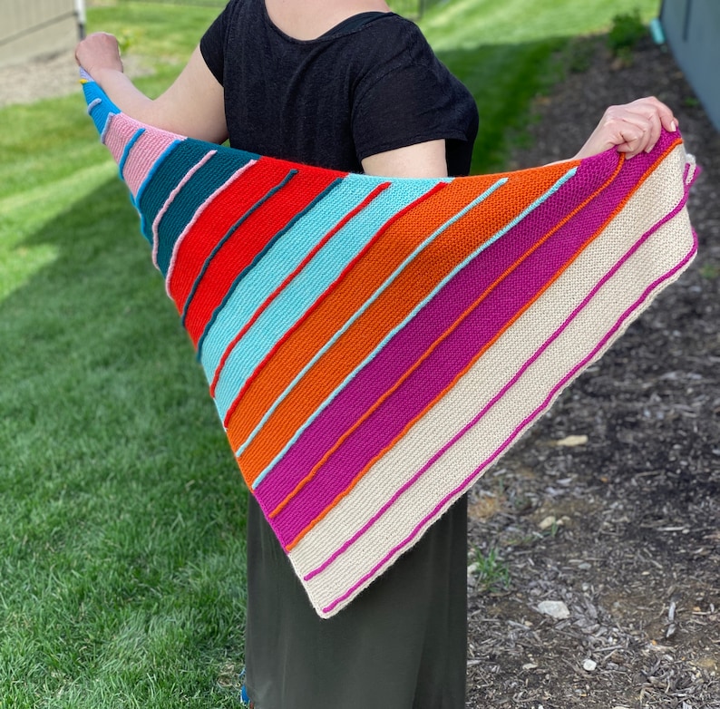 Oversized Garter & Welts Triangle Shawl Pattern - Subtitles Shawl (PDF ...