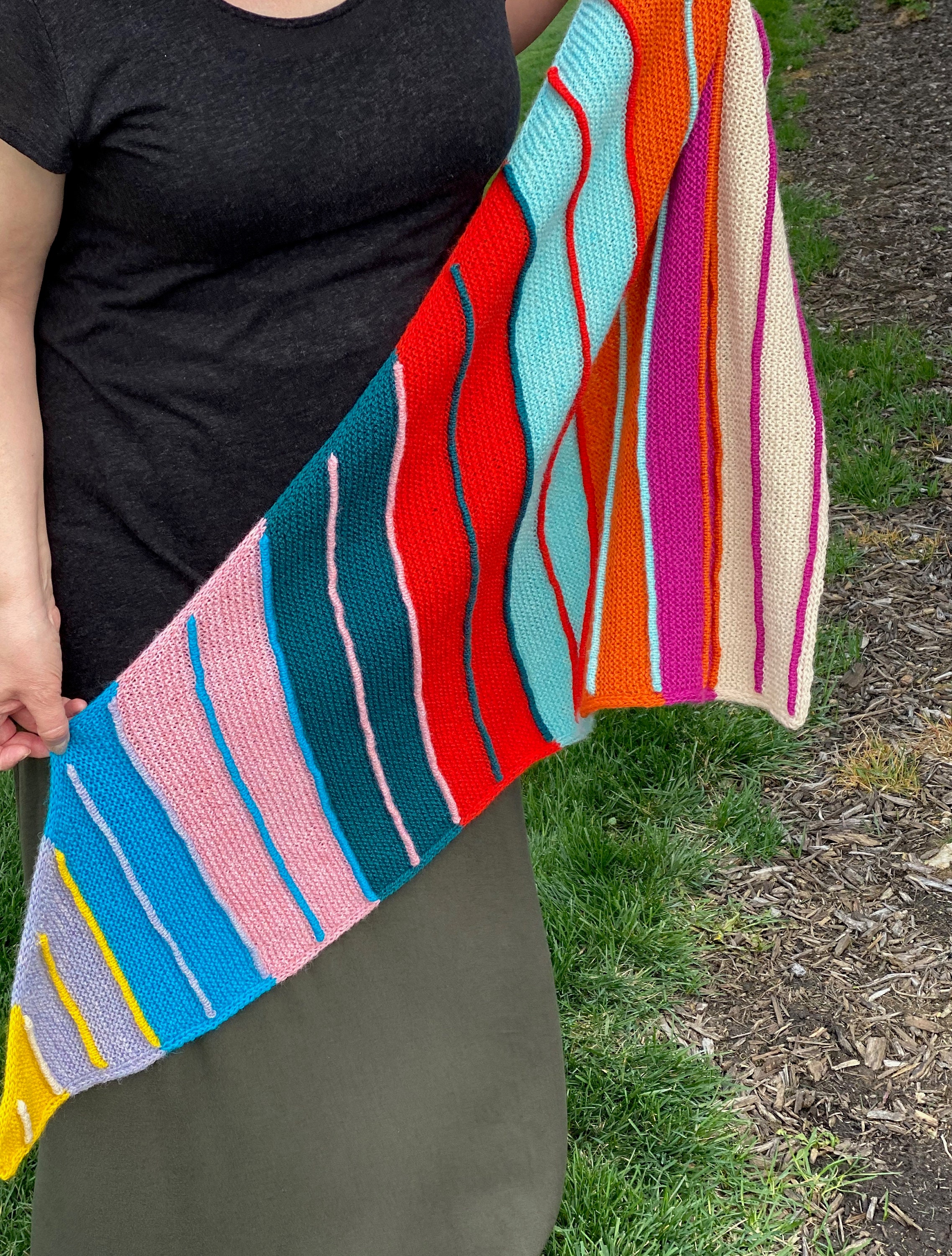 Oversized Garter & Welts Triangle Shawl Pattern - Subtitles Shawl (PDF ...