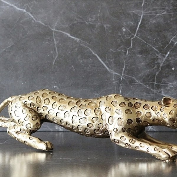 Gold Leopard Statue - Etsy