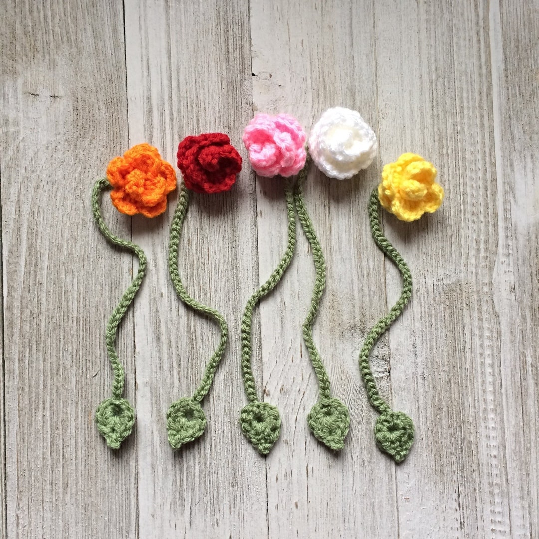 Crochet Rose Bookmark, Handmade Flower, Book Lover, Teacher Gifts - Etsy