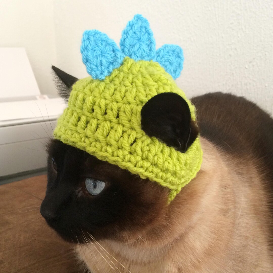 Dinosaur Hat for Cats, T-rex Crochet Cat Hat, Dragon Pet Costume ...