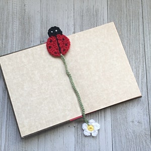 Ladybug Bookmark With Daisy, Handmade Crochet Book Lover Gift, Teacher ...