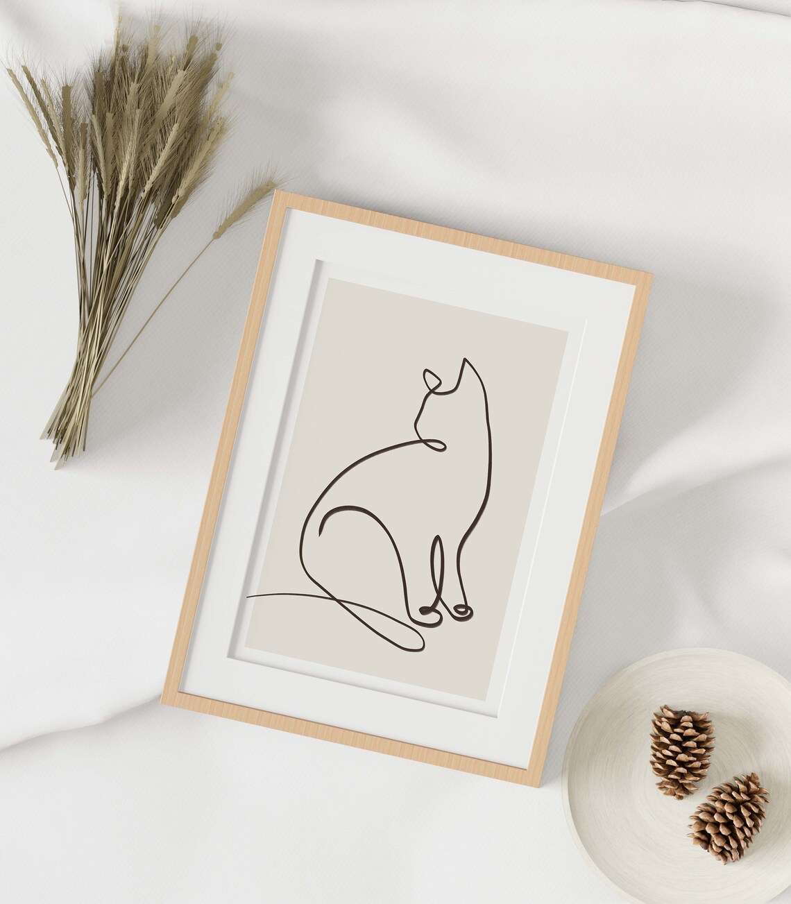 Printable Cat Line Art, Printable Cat Wall Art, Cat Line Drawing ...