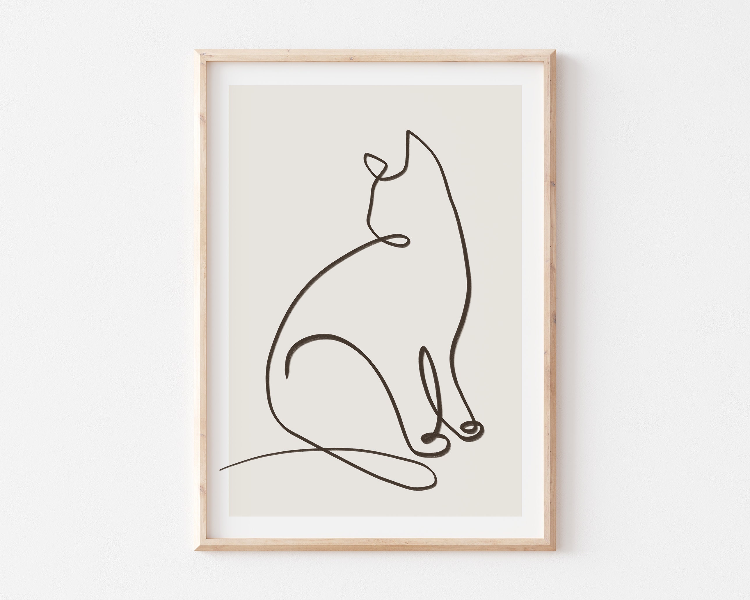 Printable Cat Line Art, Printable Cat Wall Art, Cat Line Drawing ...