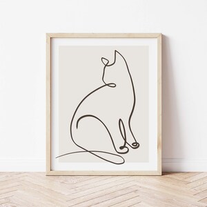 Printable Cat Line Art, Printable Cat Wall Art, Cat Line Drawing ...