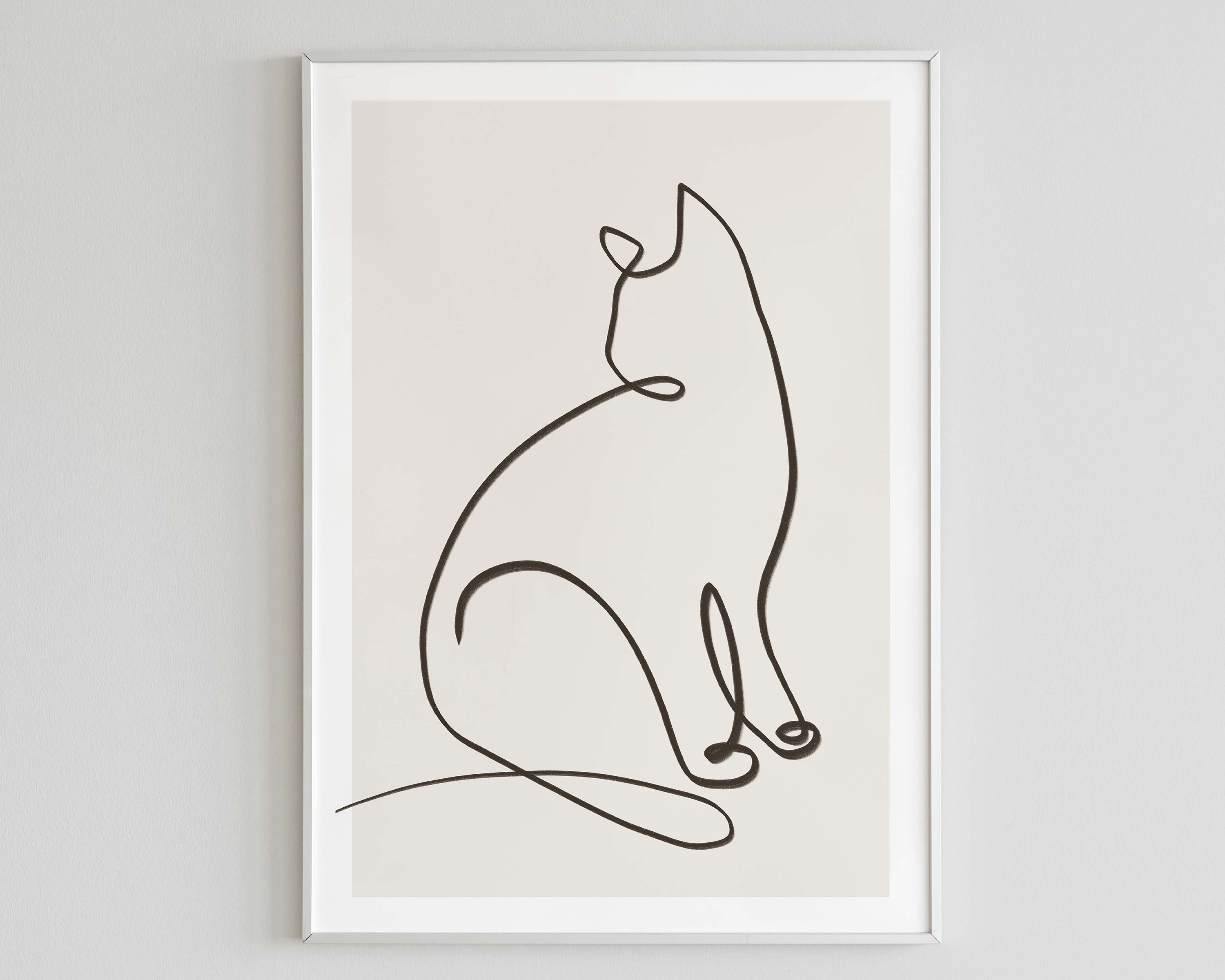 Printable Cat Line Art, Printable Cat Wall Art, Cat Line Drawing ...