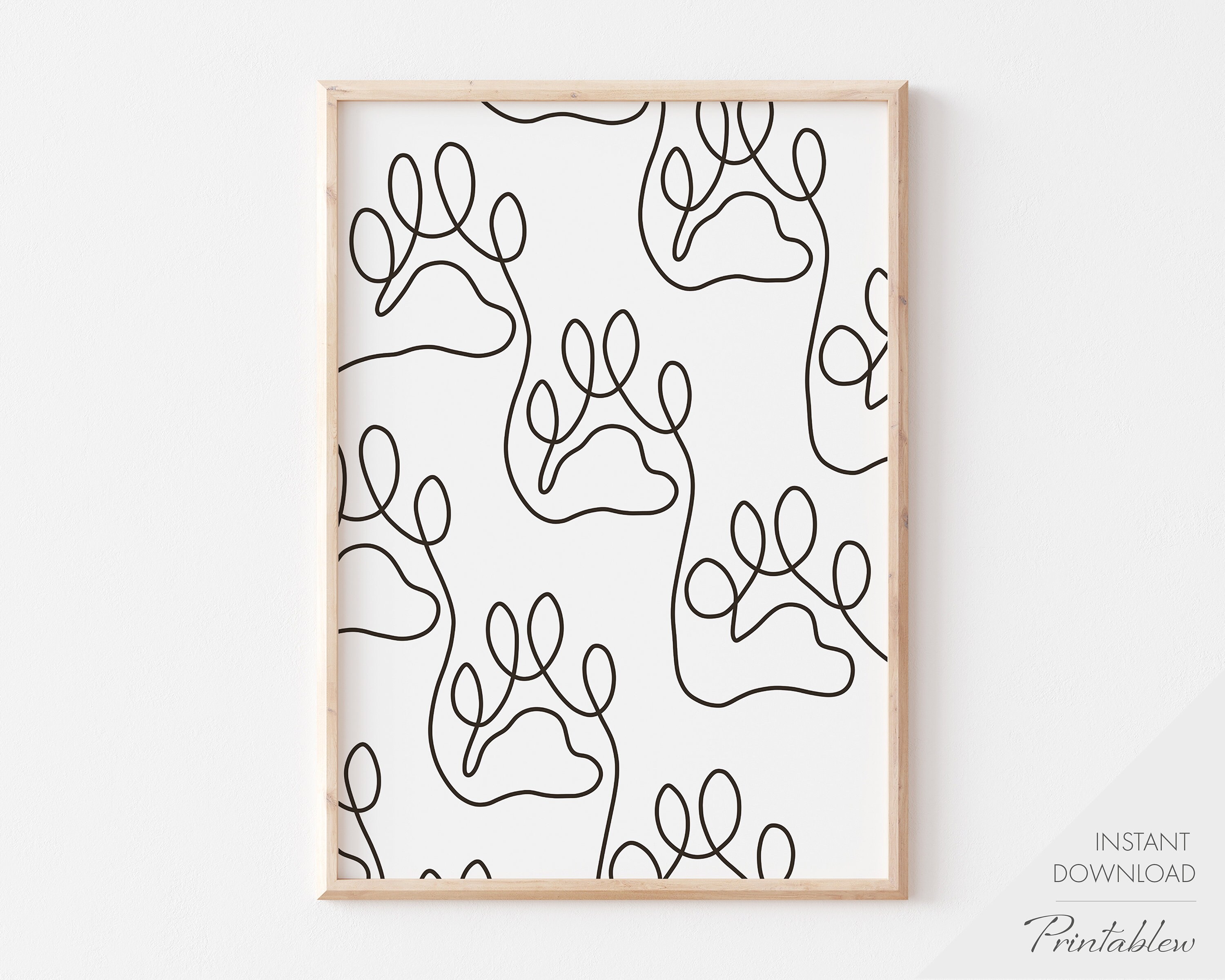 Paw Print Paw Wall Art Paw Wall Decor Cat Line Drawing Cat - Etsy