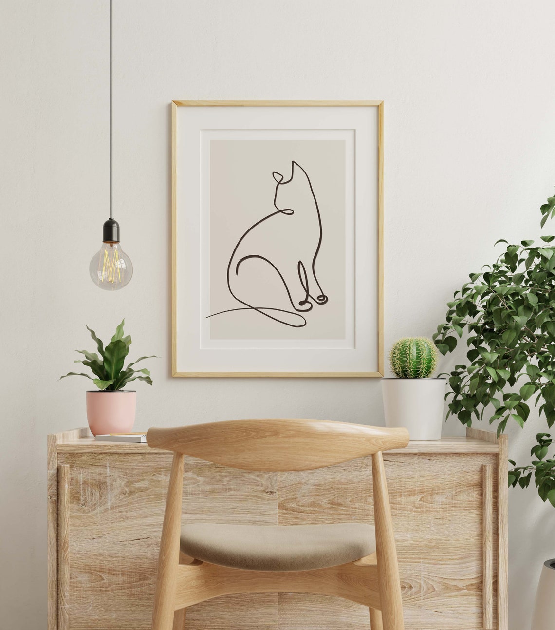 Printable Cat Line Art, Printable Cat Wall Art, Cat Line Drawing ...