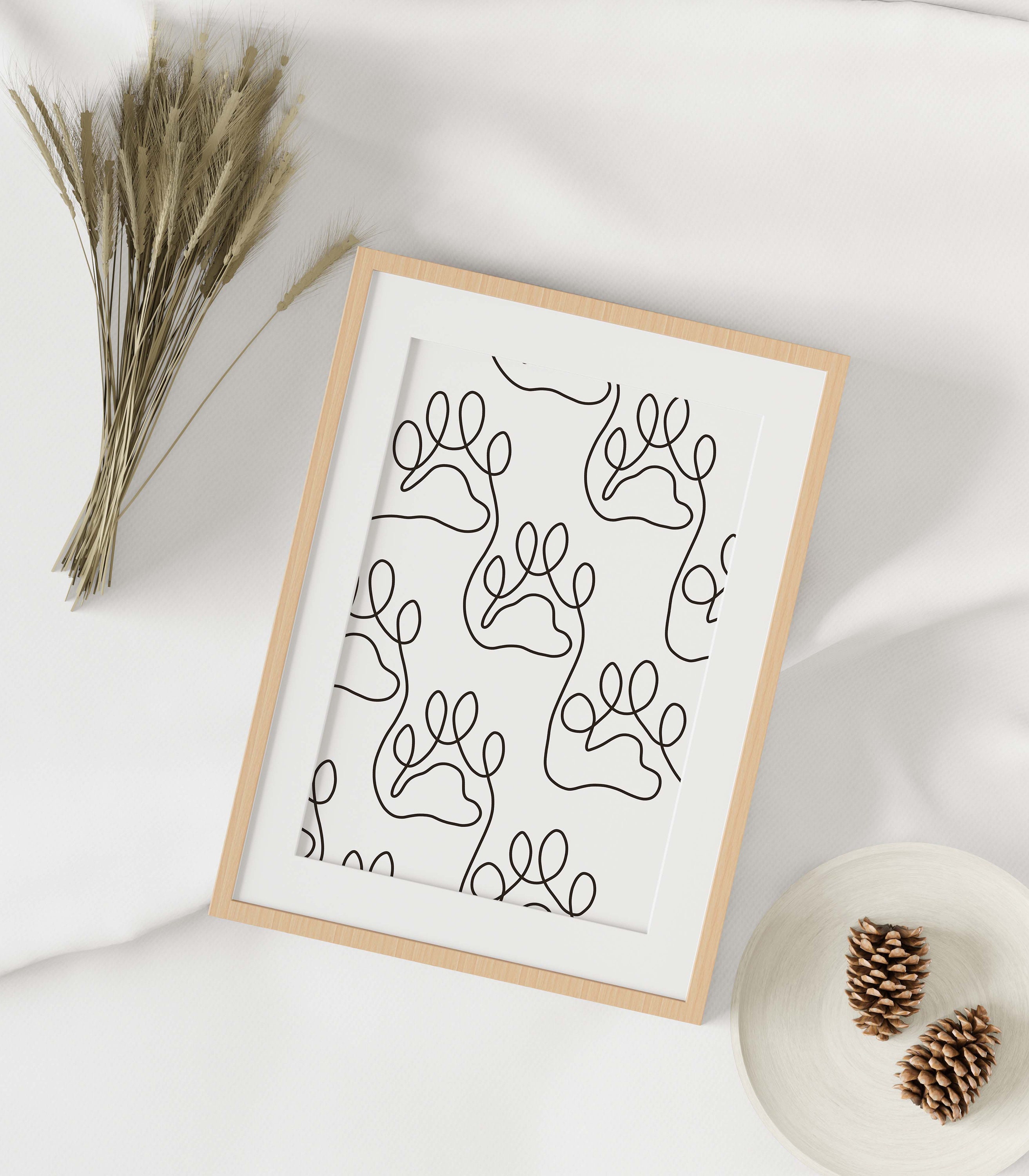 Paw Print Paw Wall Art Paw Wall Decor Cat Line Drawing Cat - Etsy