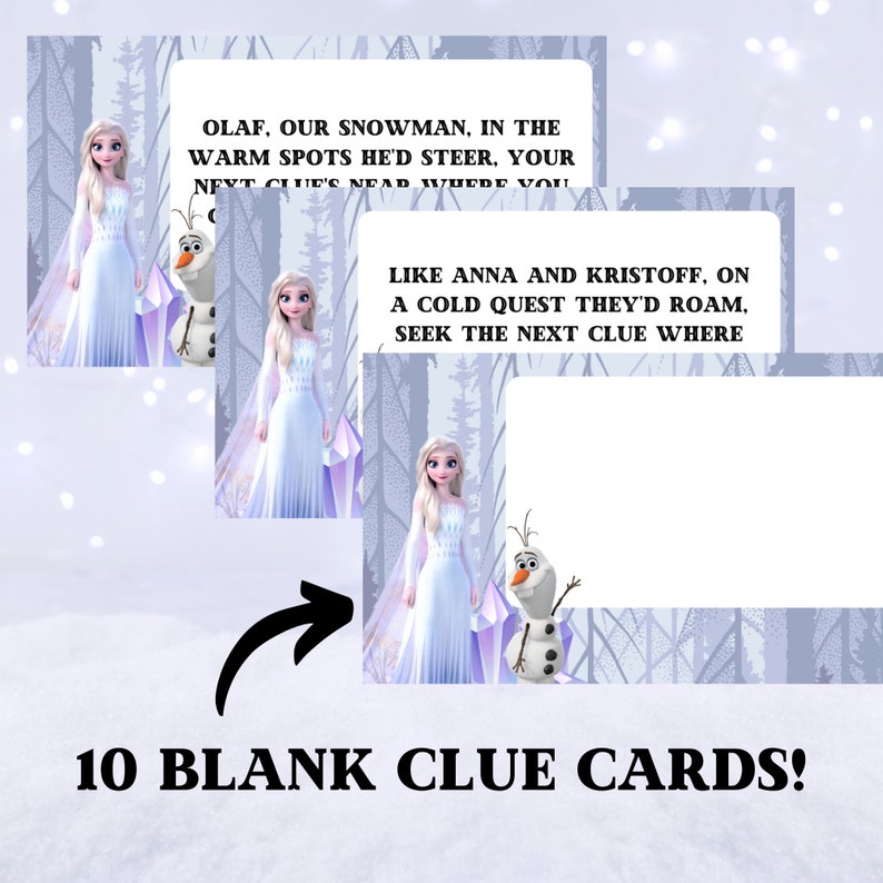 Frozen-themed Scavenger Hunt, 30 Rhyming Clues & 10 Blank Pages, Elsa ...