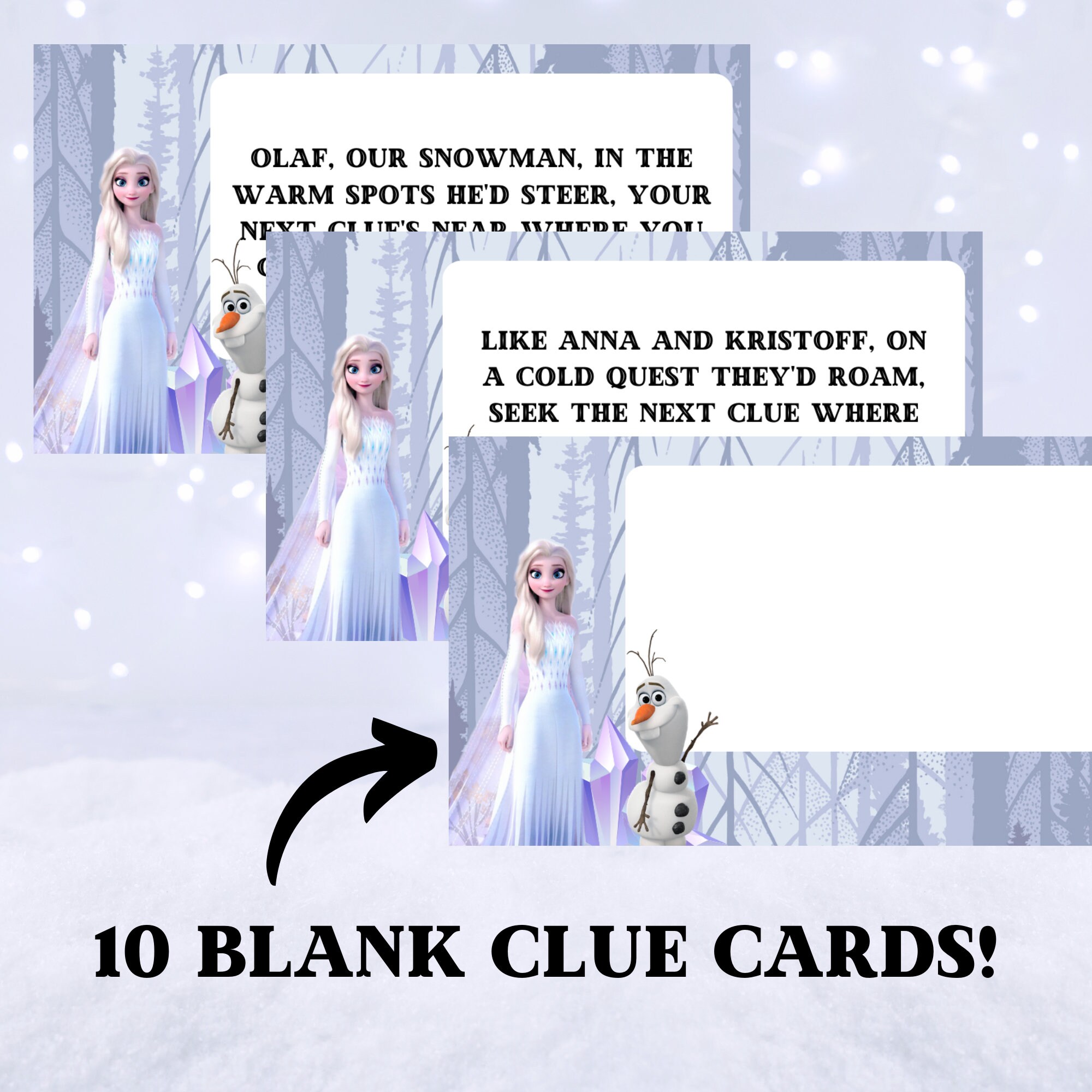 Frozen-themed Scavenger Hunt, 30 Rhyming Clues & 10 Blank Pages, Elsa ...