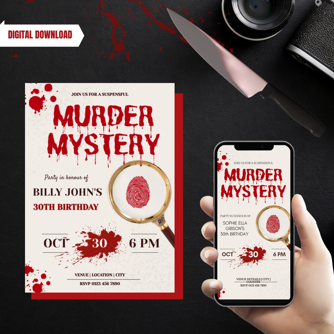 MURDER MYSTERY Dinner Party INVITATION Party Birthday - Etsy