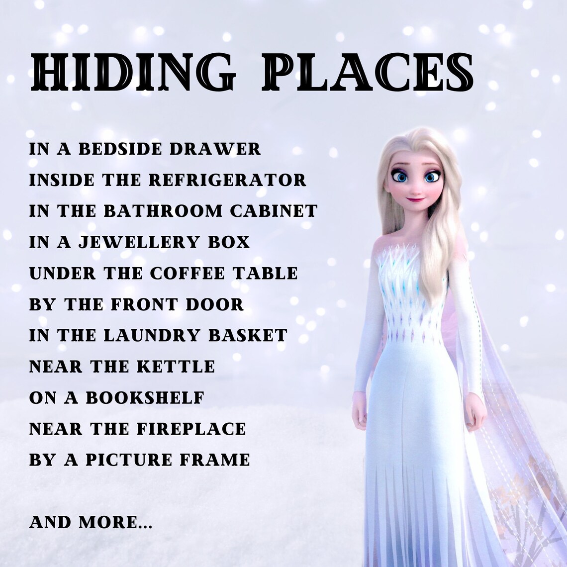 Frozen-themed Scavenger Hunt, 30 Rhyming Clues & 10 Blank Pages, Elsa ...