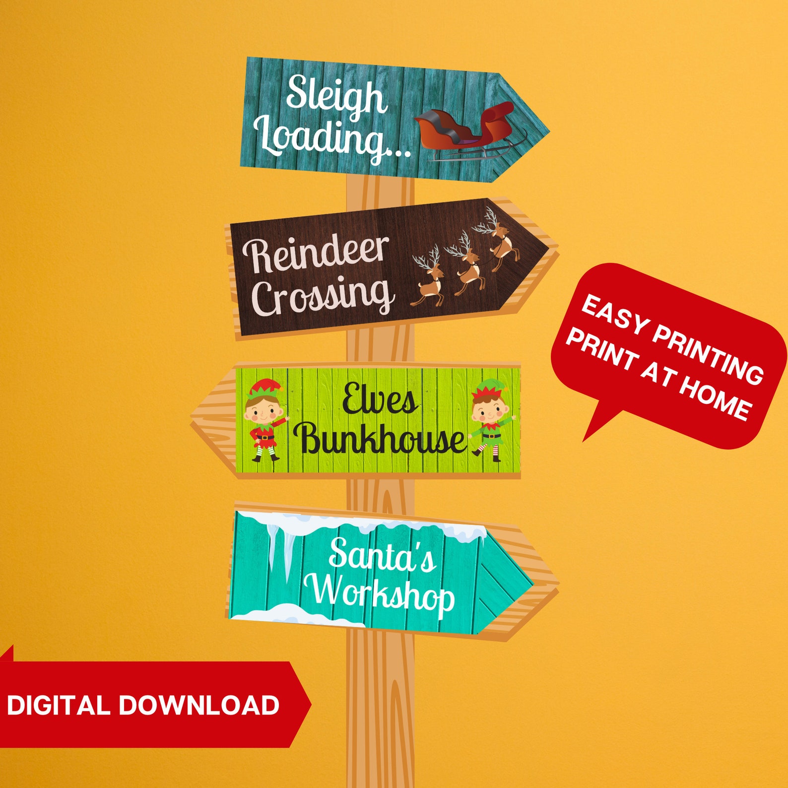 CHRISTMAS SIGNAGE Printable Christmas Signs 8 Festive Santa's Workshop ...