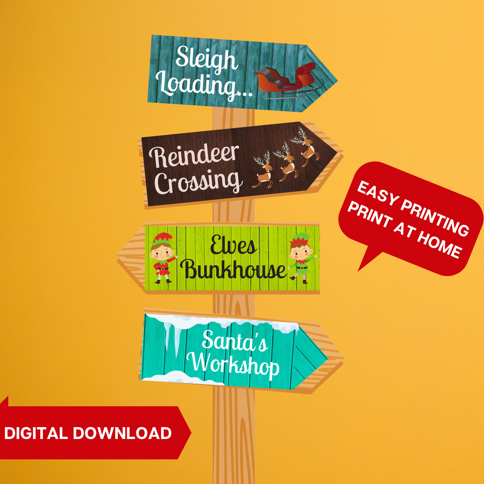 CHRISTMAS SIGNAGE Printable Christmas Signs 8 Festive Santa's Workshop ...