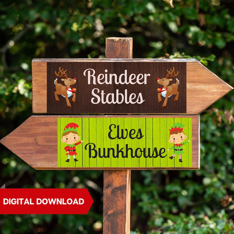 CHRISTMAS SIGNAGE Printable Christmas Signs 8 Festive Santa's Workshop ...