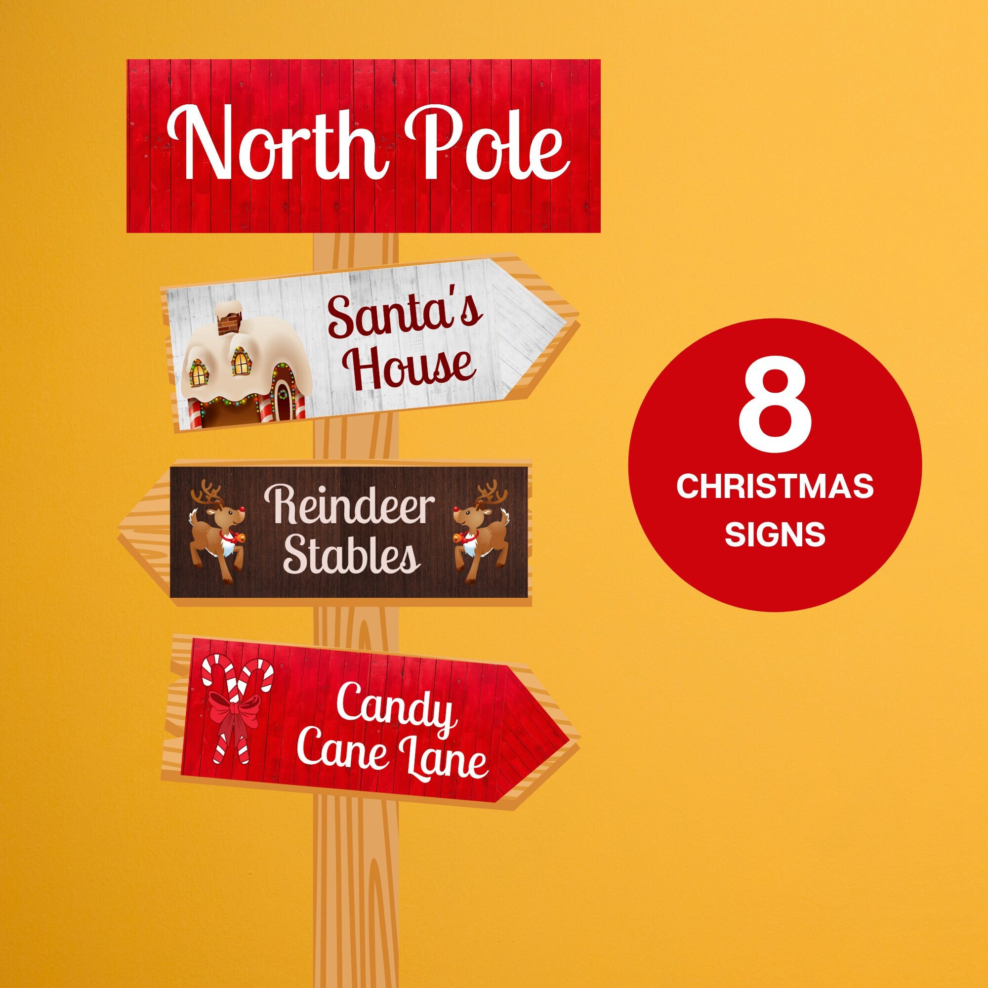 CHRISTMAS SIGNAGE Printable Christmas Signs 8 Festive Santa's Workshop ...