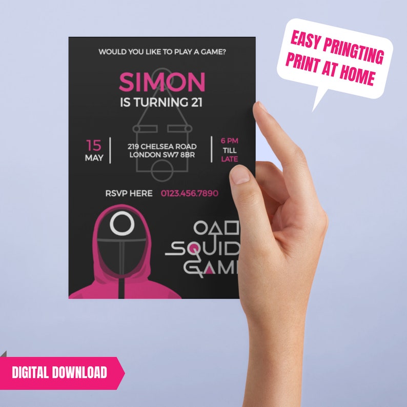 SQUID GAME INVITATIONS Themed Party Invitations Squid Game - Etsy