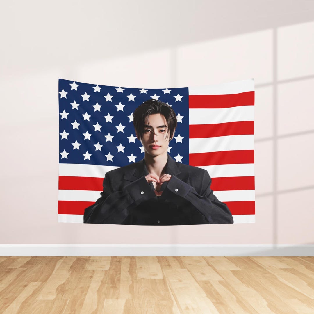 Kpop Enhypen Sunghoon America Flag Tapestry, Concert Flag, Indoor Wall ...