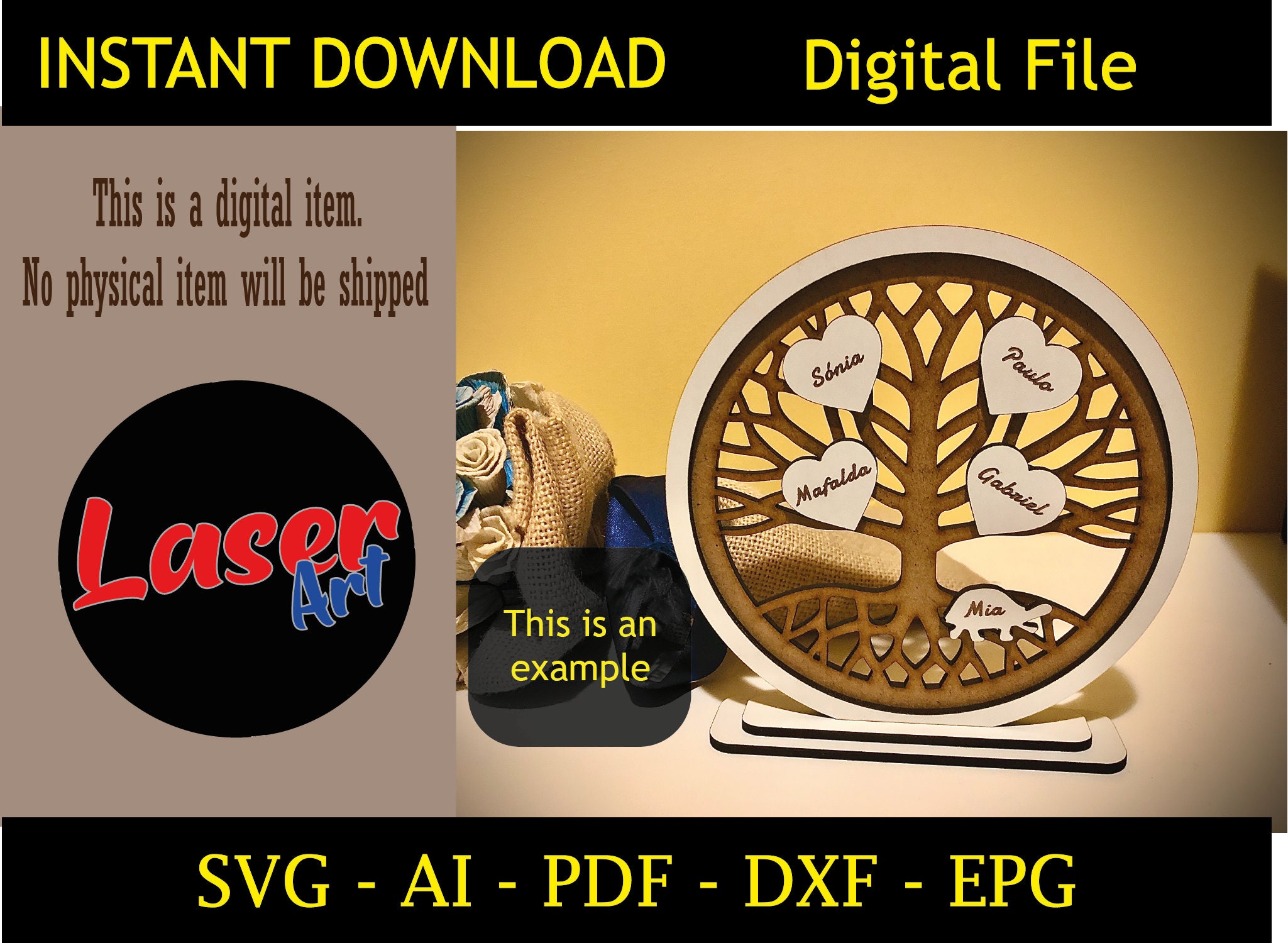 Family Tree of Life - Digital File - Laser Cut - Gift - Glowforge ...