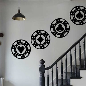 Poker Chips 4 Set of Metal Art, Poker Metal Art, Poker Metal Wall Art ...
