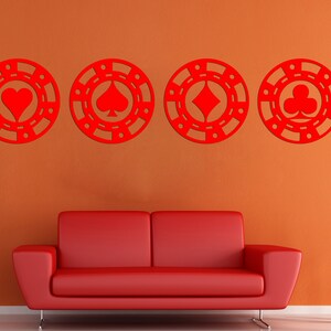 Poker Chips 4 Set of Metal Art, Poker Metal Art, Poker Metal Wall Art ...