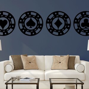 Poker Chips 4 Set of Metal Art, Poker Metal Art, Poker Metal Wall Art ...