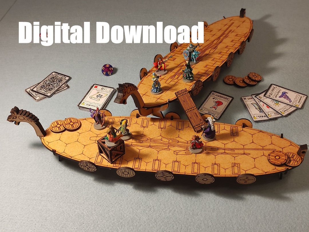 Laser Cutting Files SVG PDF CDR - Fantasy - Viking Ship- Dnd - Tabletop ...