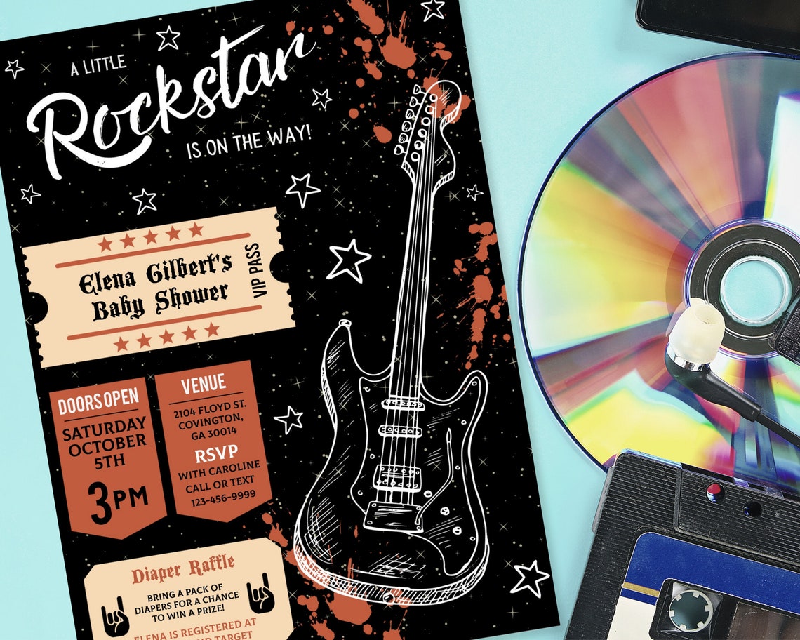 Completely Customizable Rock N Roll Invitation Template | Etsy