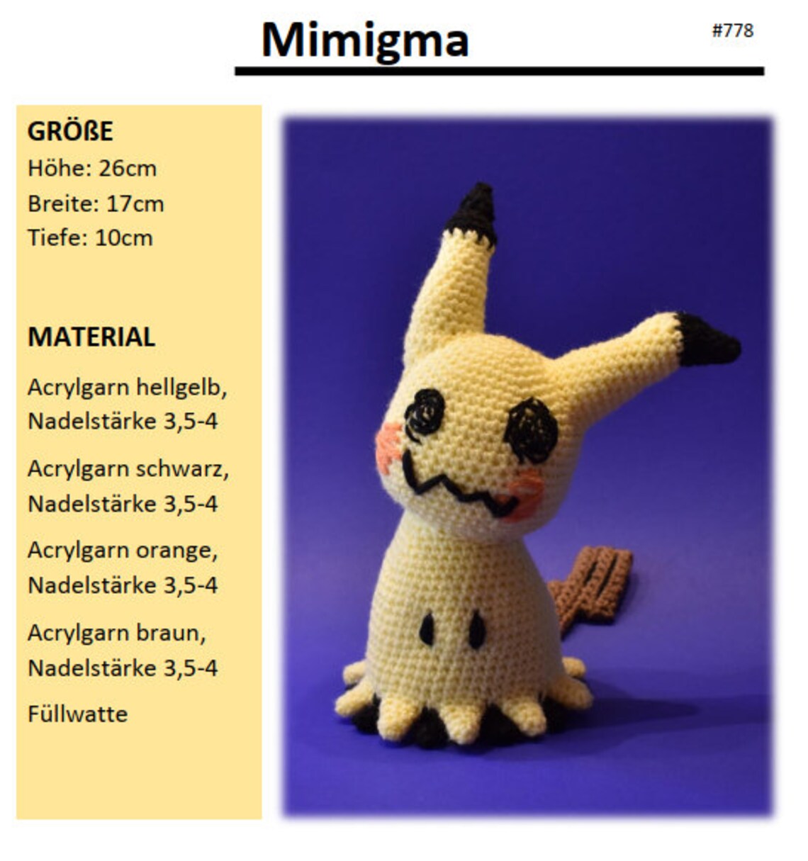Mimikyu Crochet Pattern Amigurumi PDF File GERMAN and - Etsy