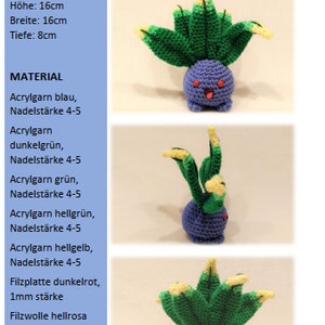 Oddish Crochet Pattern Amigurumi PDF File GERMAN and | Etsy