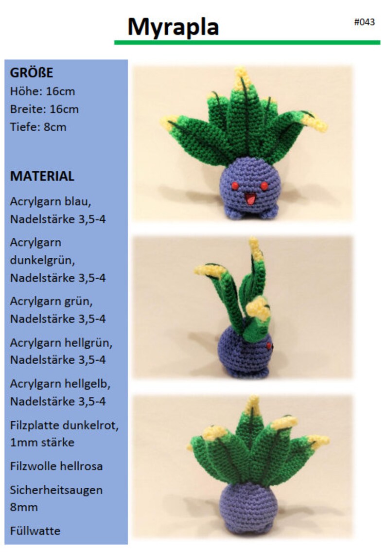 Oddish • Crochet Pattern • Amigurumi PDF File [GERMAN and ENGLISH] Incl ...