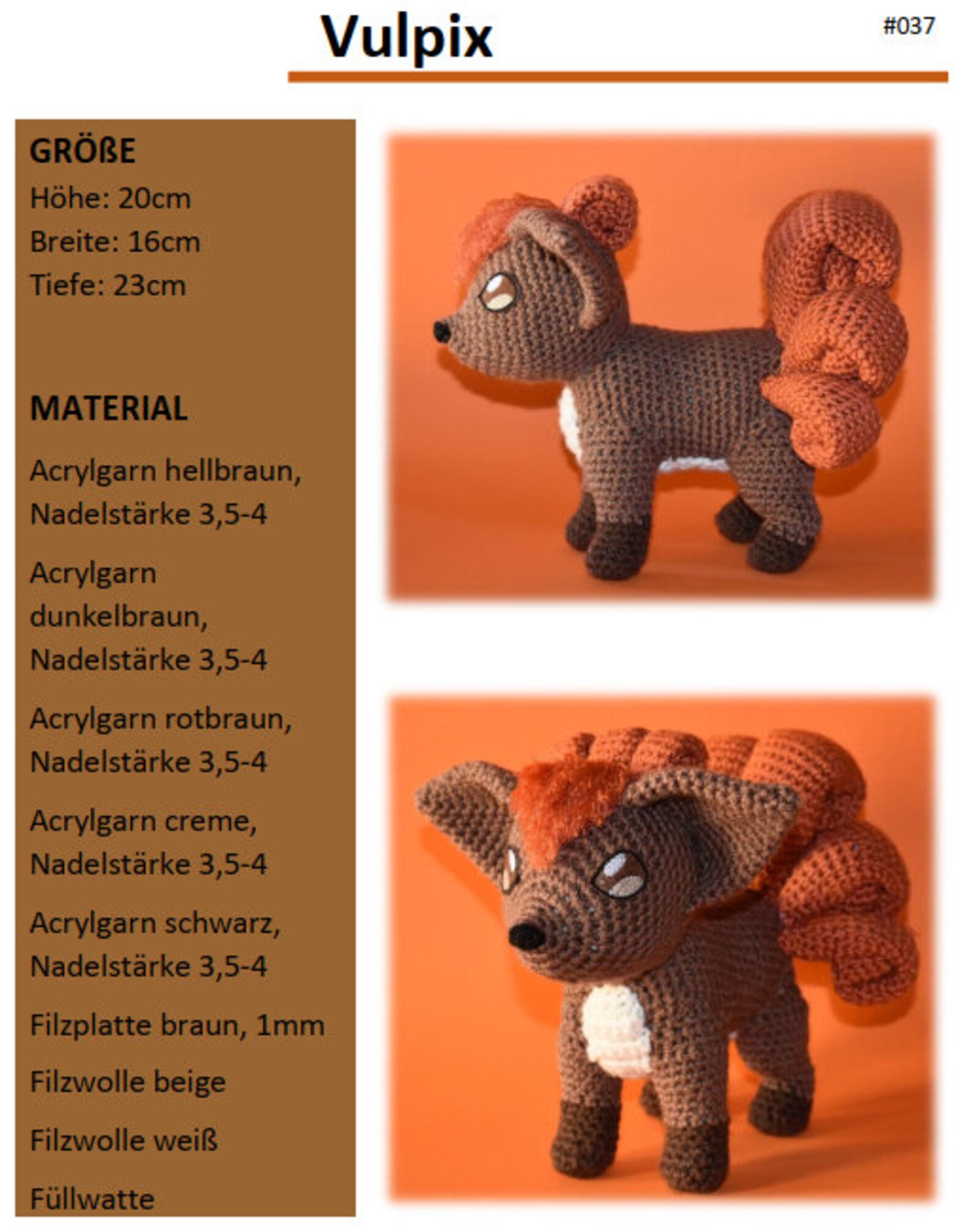 Vulpix Fox Animal Crochet Pattern Amigurumi PDF File | Etsy