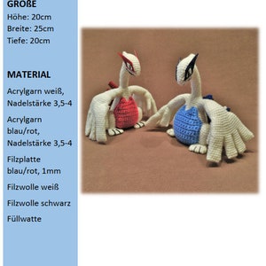 Lugia • Crochet Pattern • Amigurumi PDF File (GERMAN and ENGLISH) Incl ...