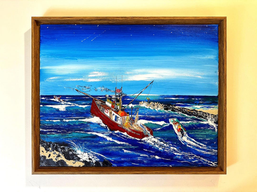 Fishing Trawler Leaves Manasquan Inlet Winter Morning 6 Am First Light ...