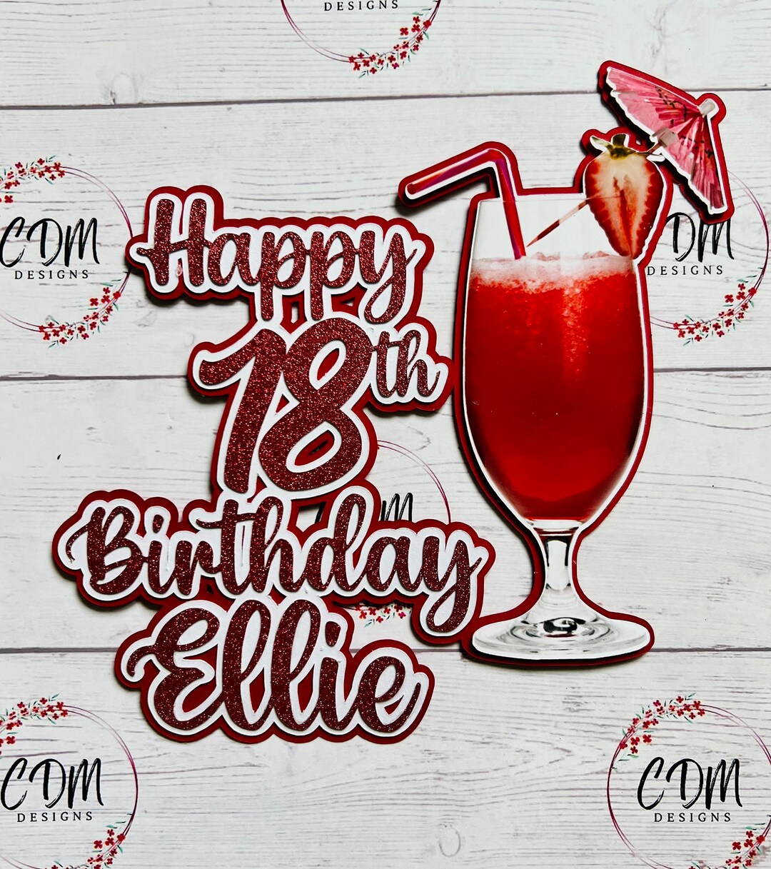 Cocktail Themed Cake Topper - Etsy