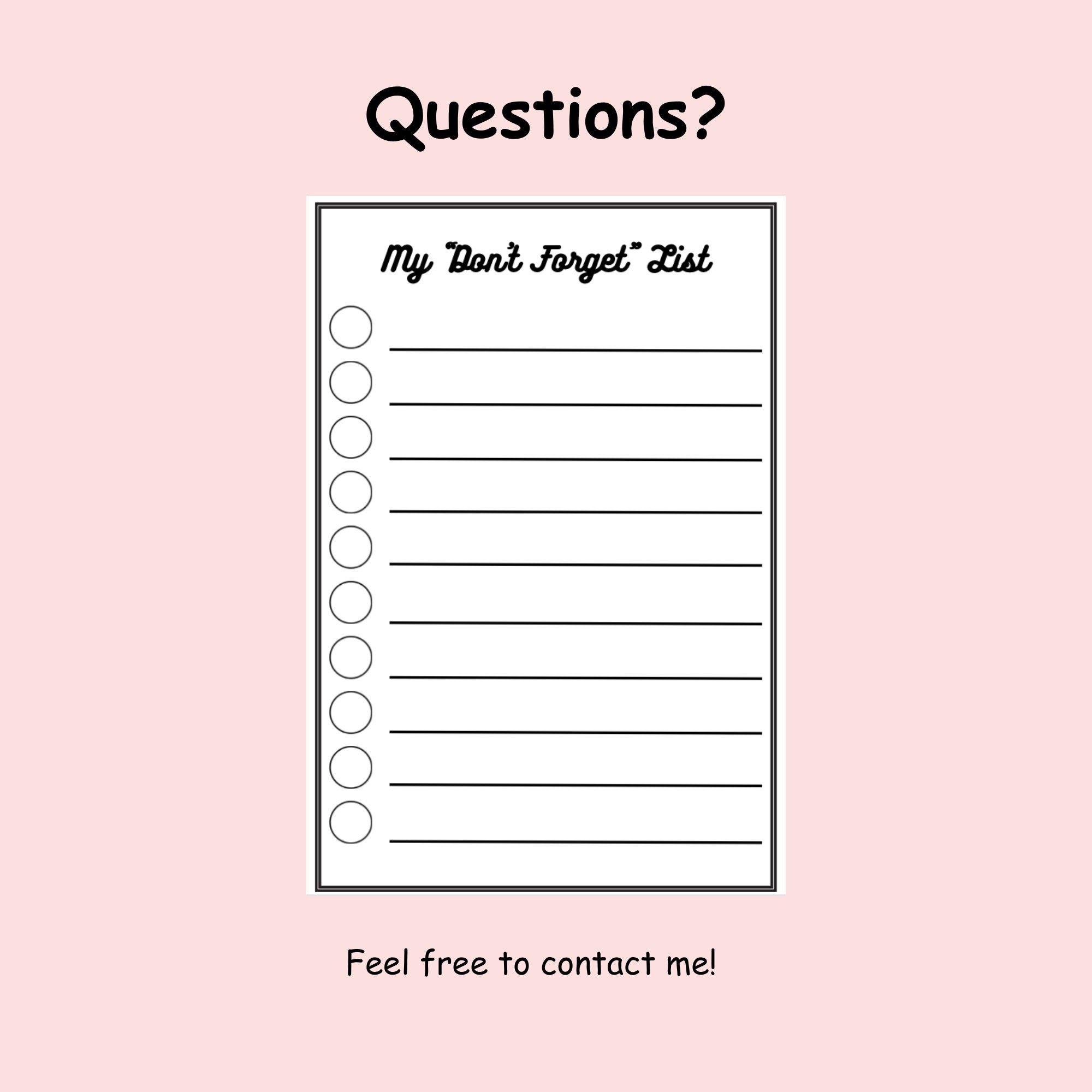Printable to Do List Checklist Don't Forget List Grocery List PDF ...