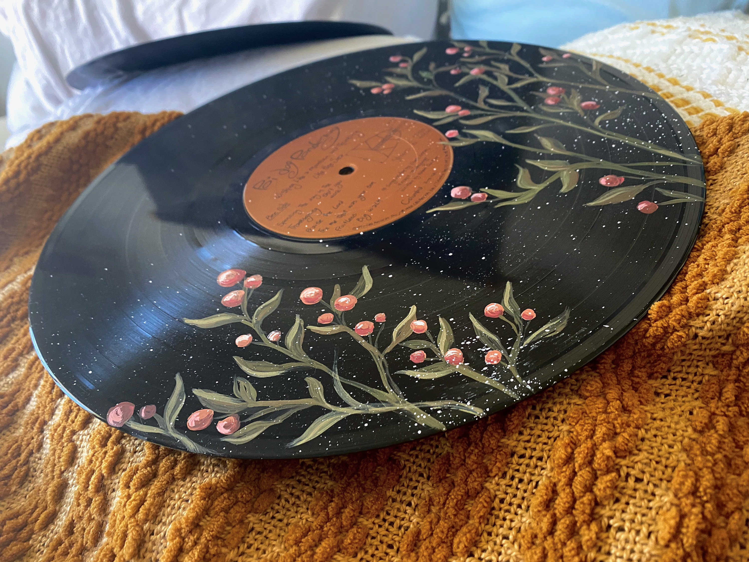 Soft Autumn Flowers Hand Painted Vinyl Record Art - Etsy