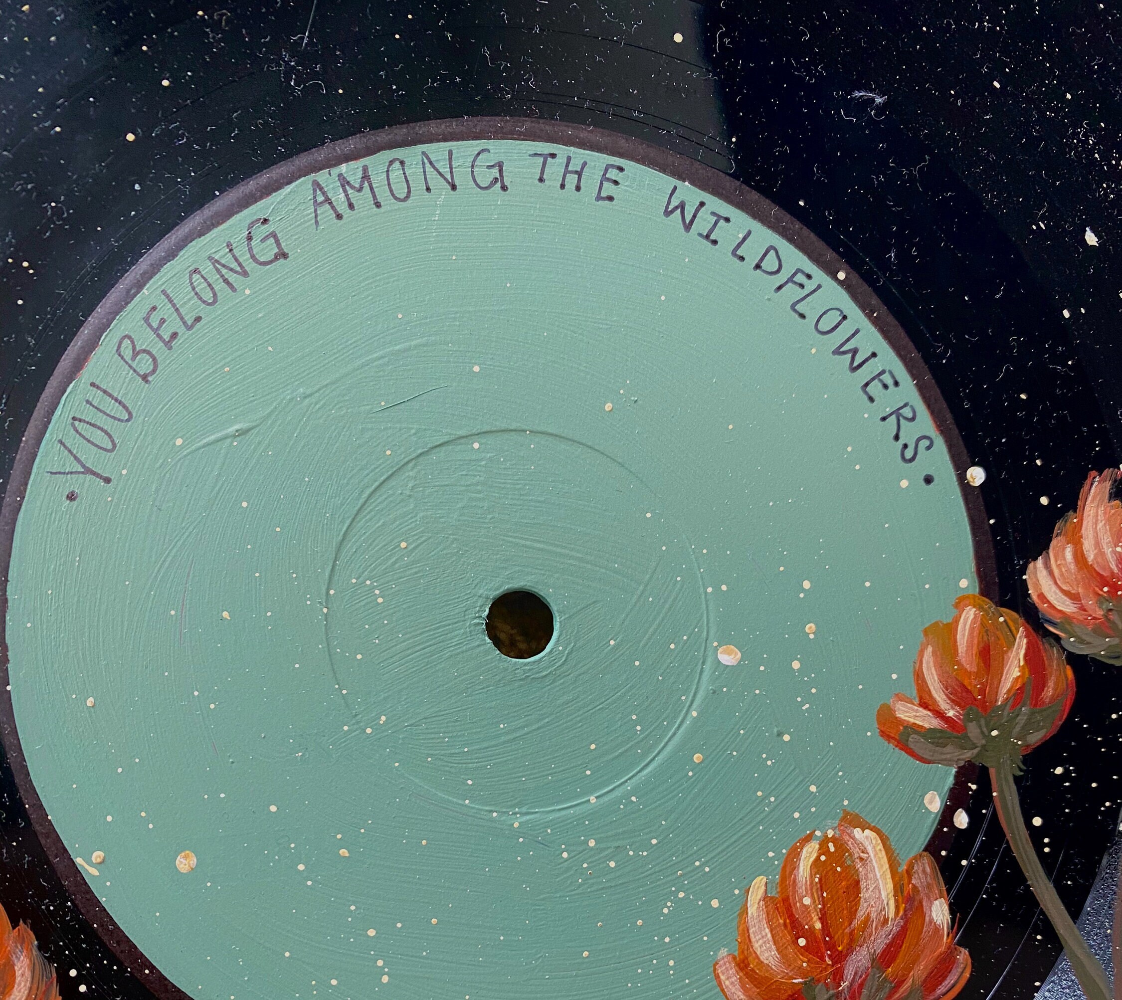 Red Poppy Hand Painted Vinyl Record - Etsy