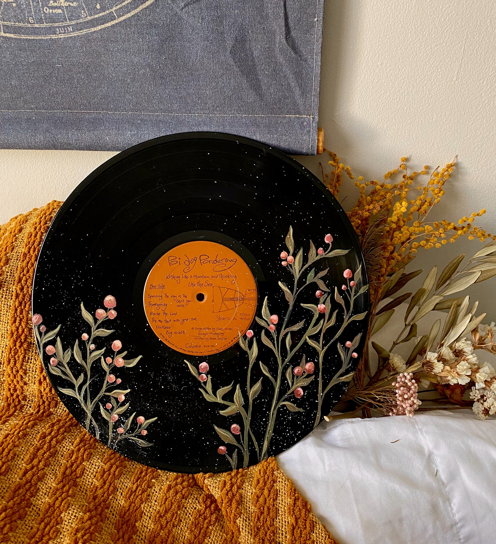 Soft Autumn Flowers Hand Painted Vinyl Record Art - Etsy