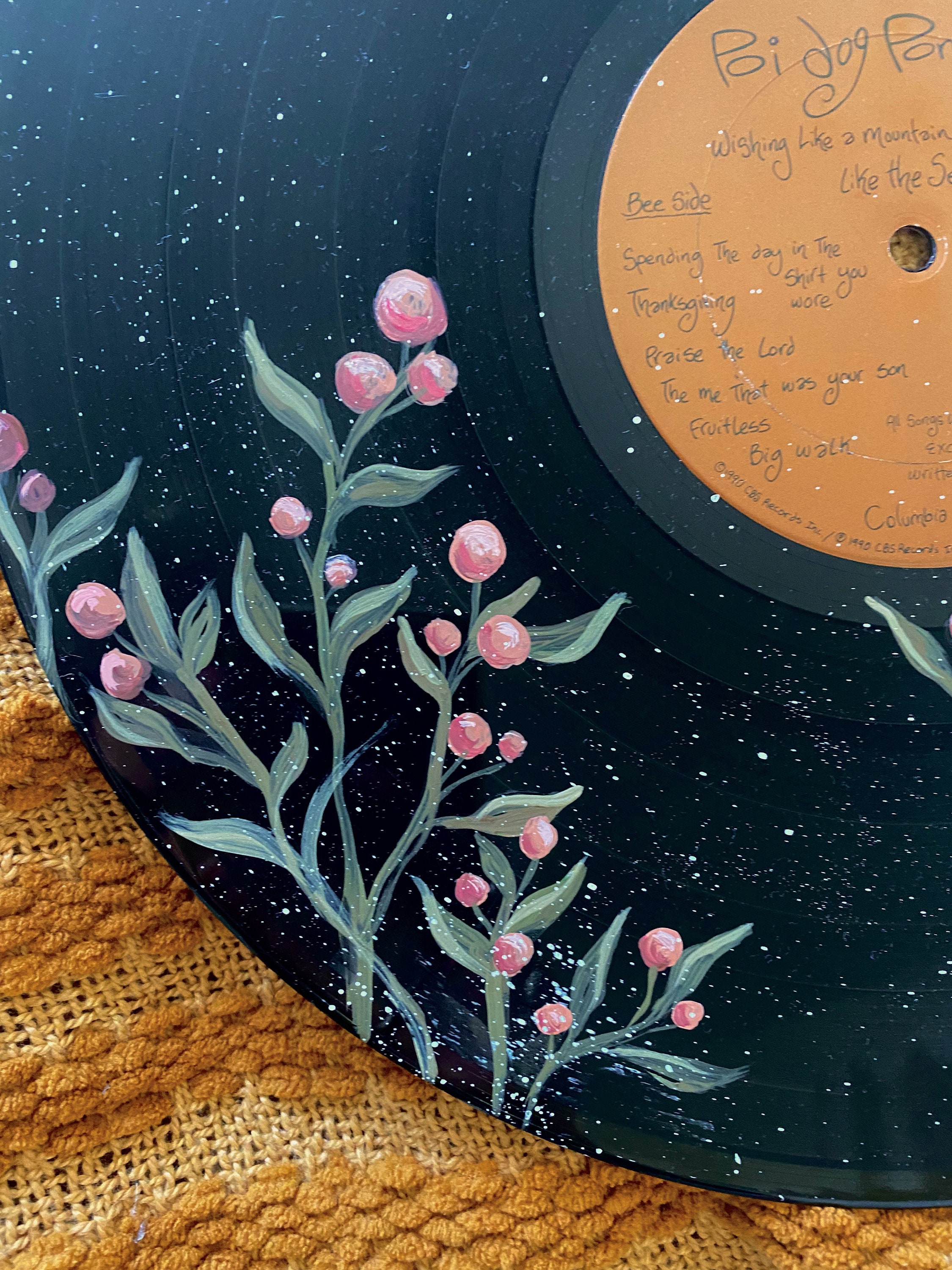 Soft Autumn Flowers Hand Painted Vinyl Record Art - Etsy