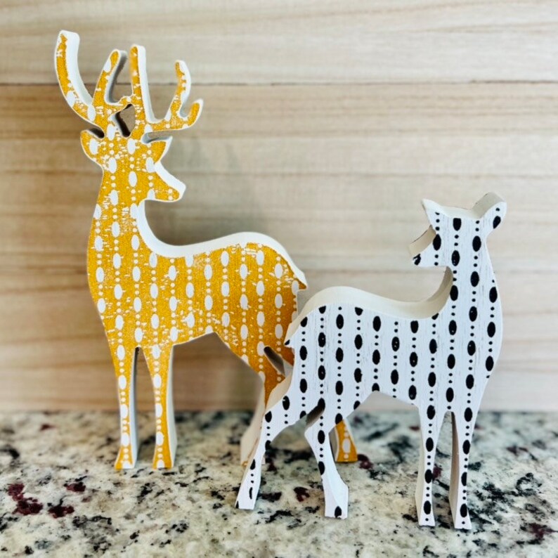 Reindeer Figurines Wood Cut Outs | Christmas Winter Decor - Etsy