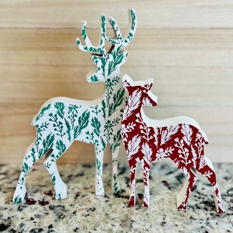 Reindeer Figurines Wood Cut Outs | Christmas Winter Decor - Etsy