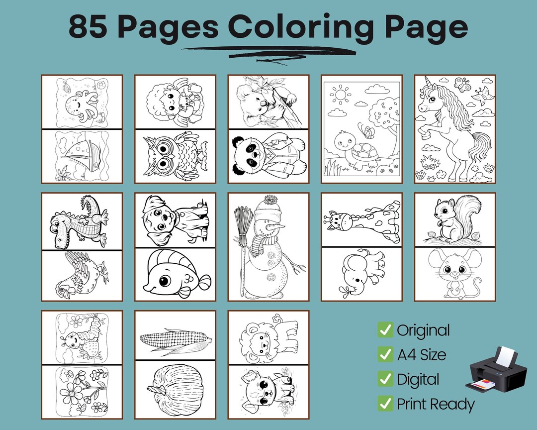Coloring Pages 85 Pages Cute Coloring Pages for Kids Digital Download ...