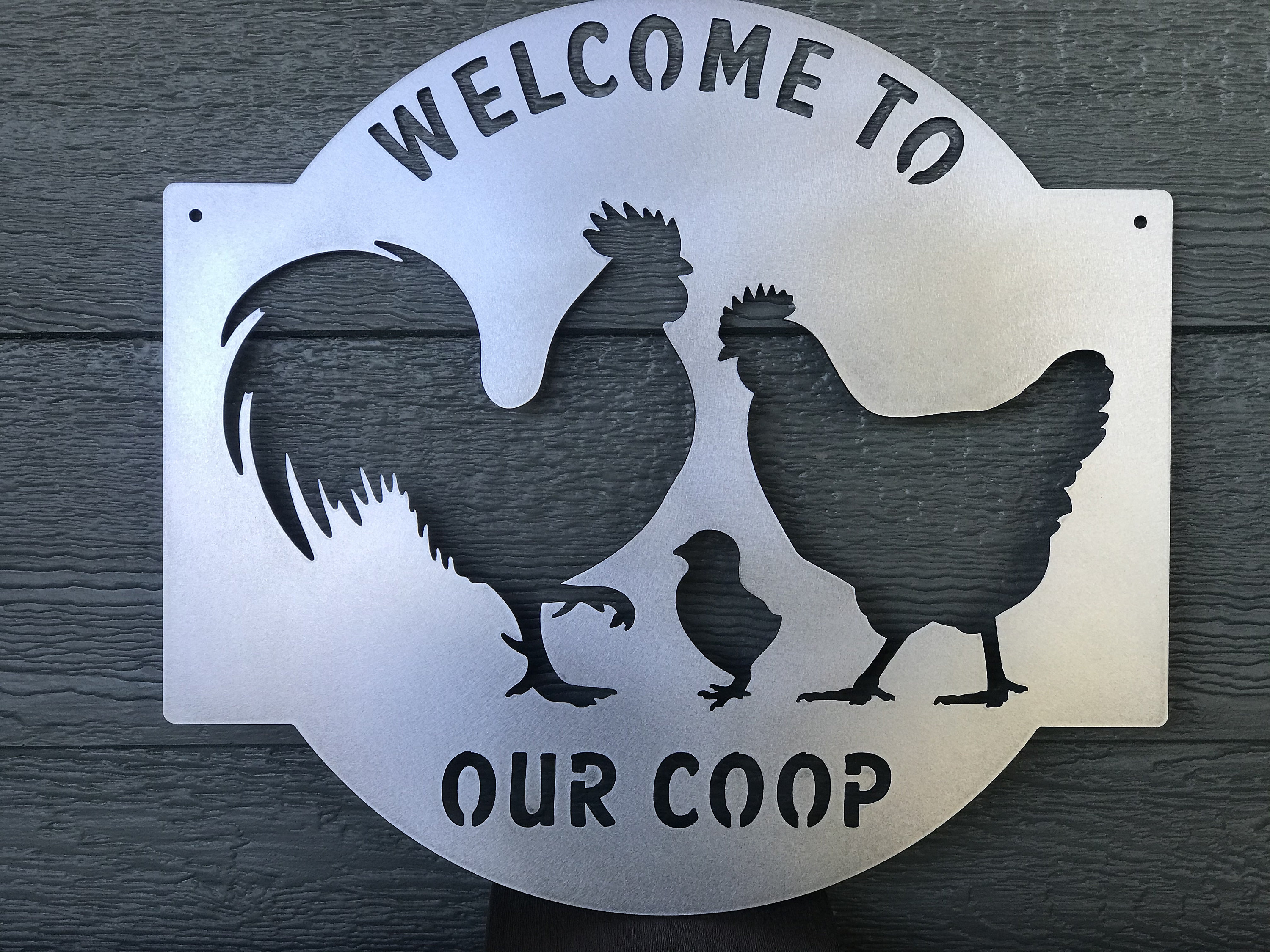 Welcome to Our Coop Chicken Wall Sign Farmhouse Rustic Christmas Metal ...