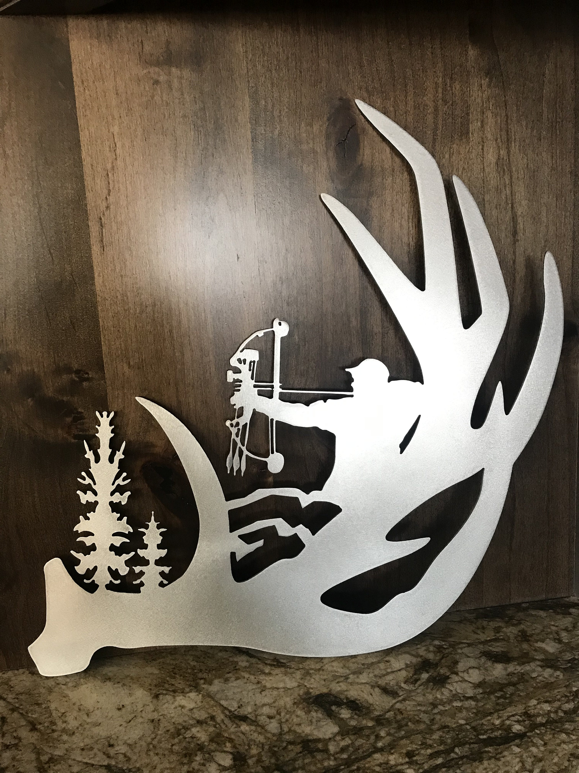 Day Dreaming Bow Hunter Metal Art Sign - Metal Sign - Deer Antler ...