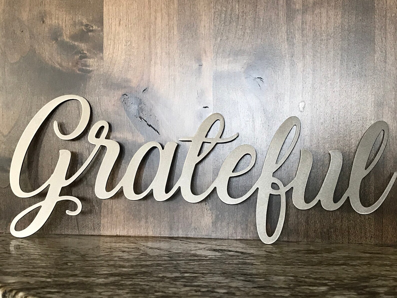 Grateful Script Metal Art Farmhouse Decor Mothers day | Etsy